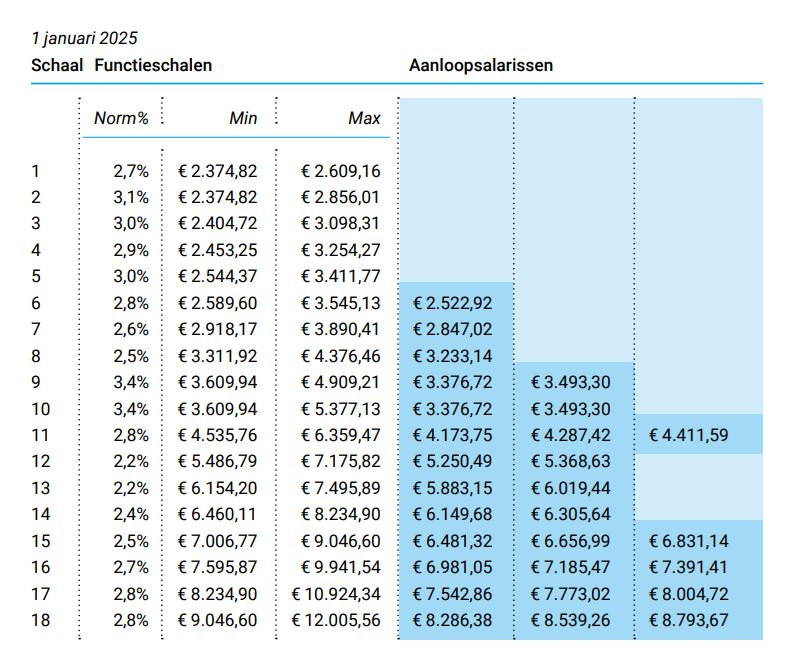 Salarisschalen Hbo 2025 - FNV